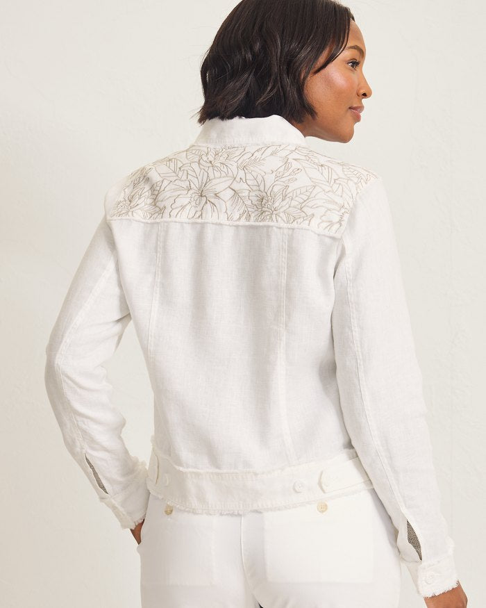 Two Palms Embroidered Flora Fresco Linen Jacket – docksquareclothiers